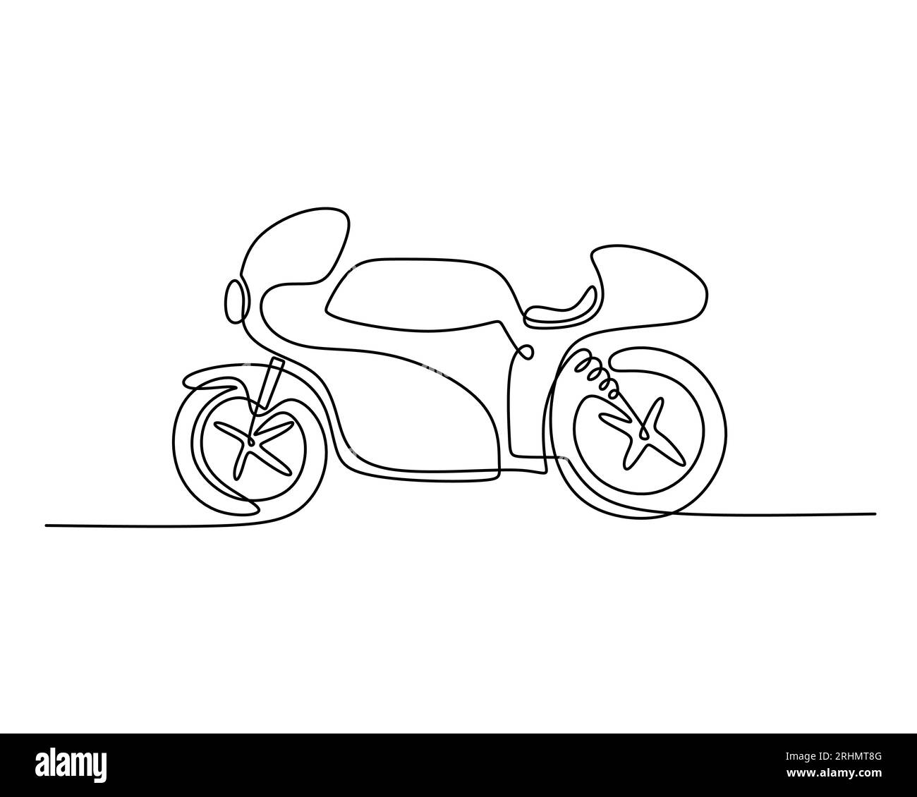 One single continuous line of vintage motorcycle. Classic ...