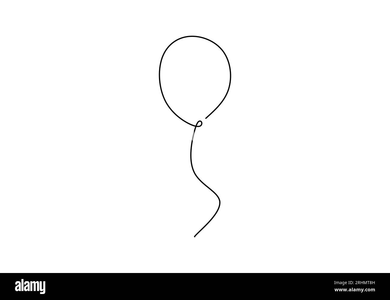 Continuous one single line of flying balloon isolated on white ...