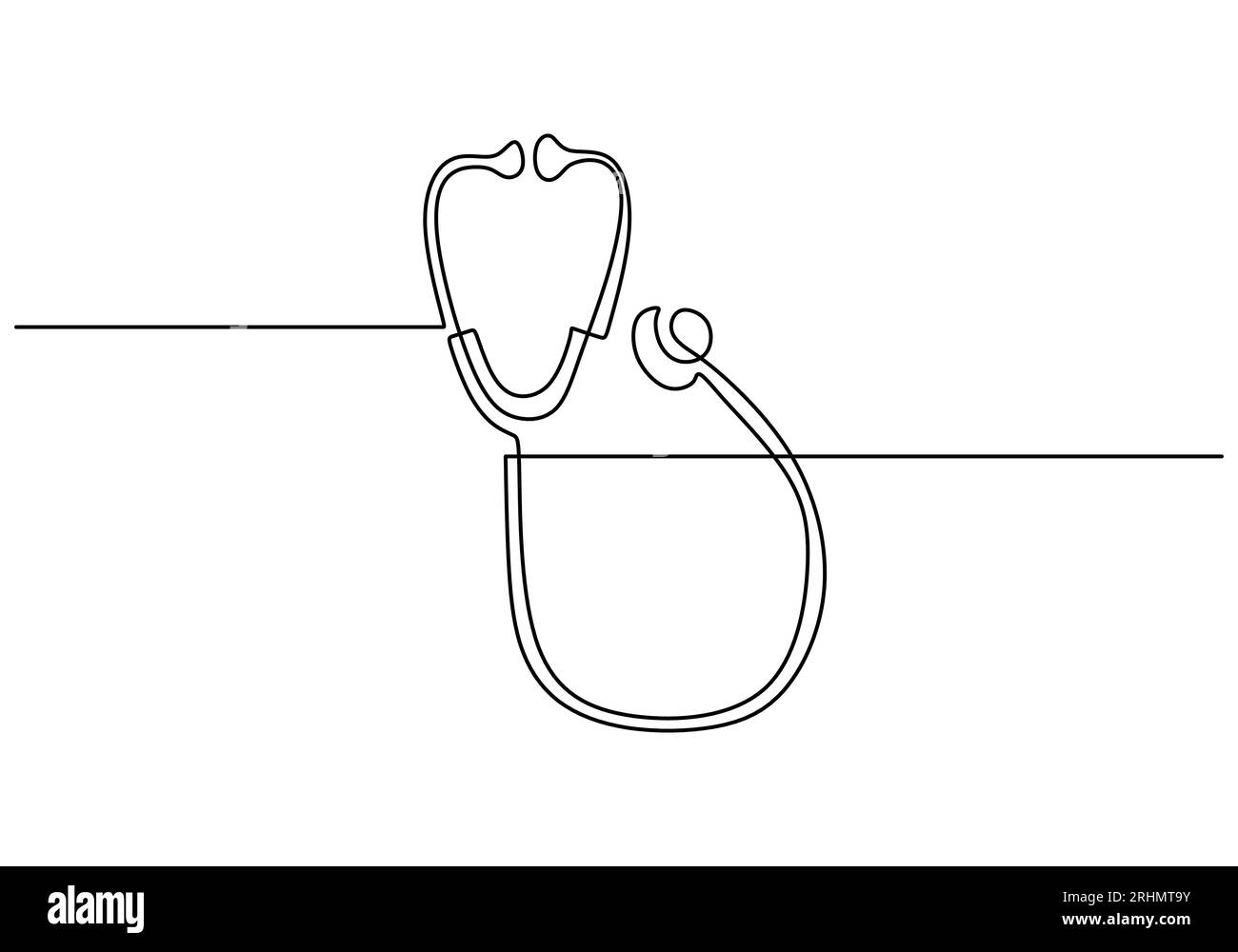 One continuous single line of stethoscope for doctor and medical ...