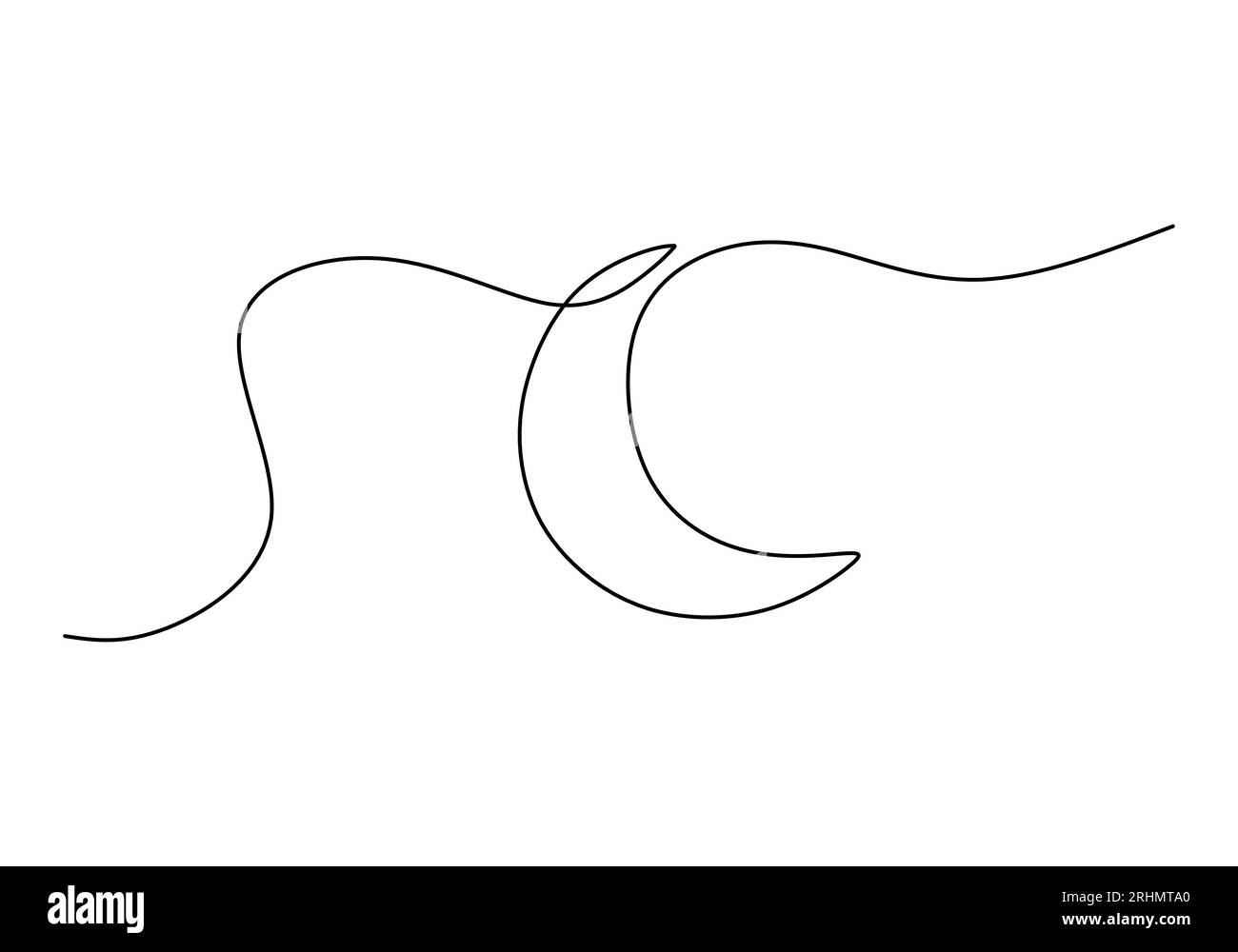 One continuous single line of Crescent moon for ramadhan isolated on ...