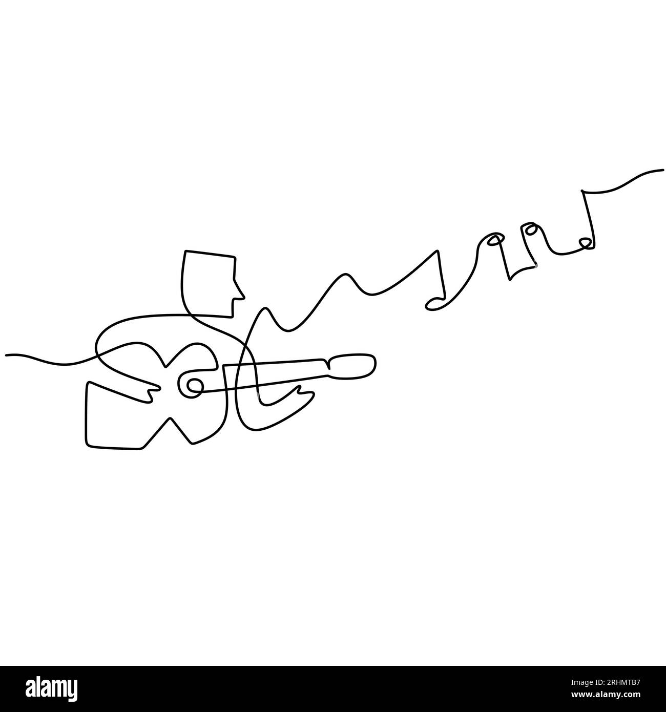 One single continuous line of abstract man playing guitar isolated on ...