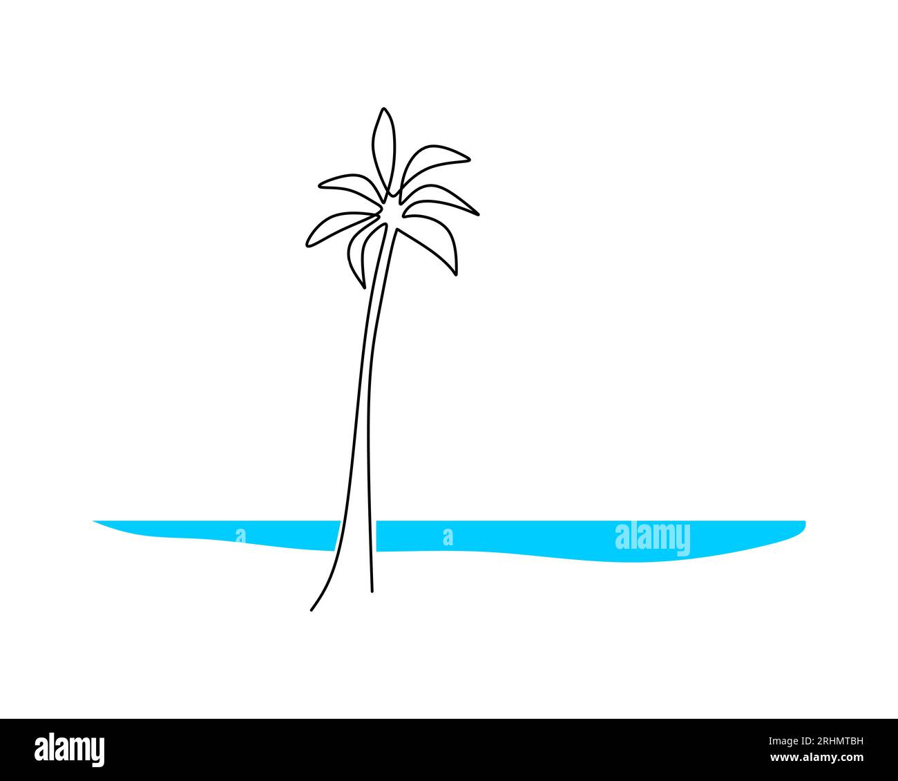 One single continuous line of coconut tree on the beach isolated on ...