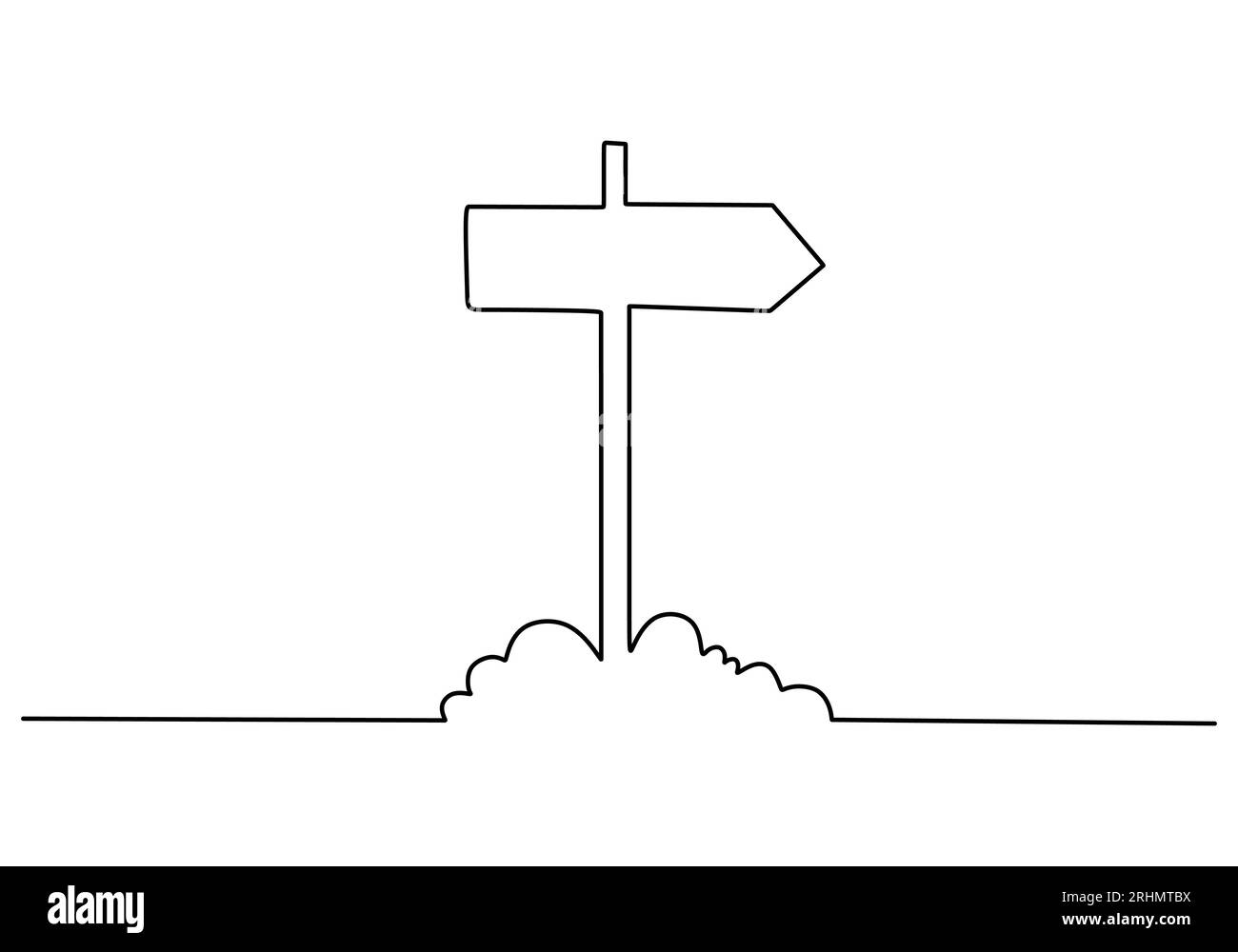 Continuous one single line of arrow signboard isolated on white ...