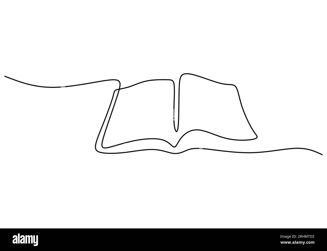 Continuous one single line of opened book isolated on white background ...