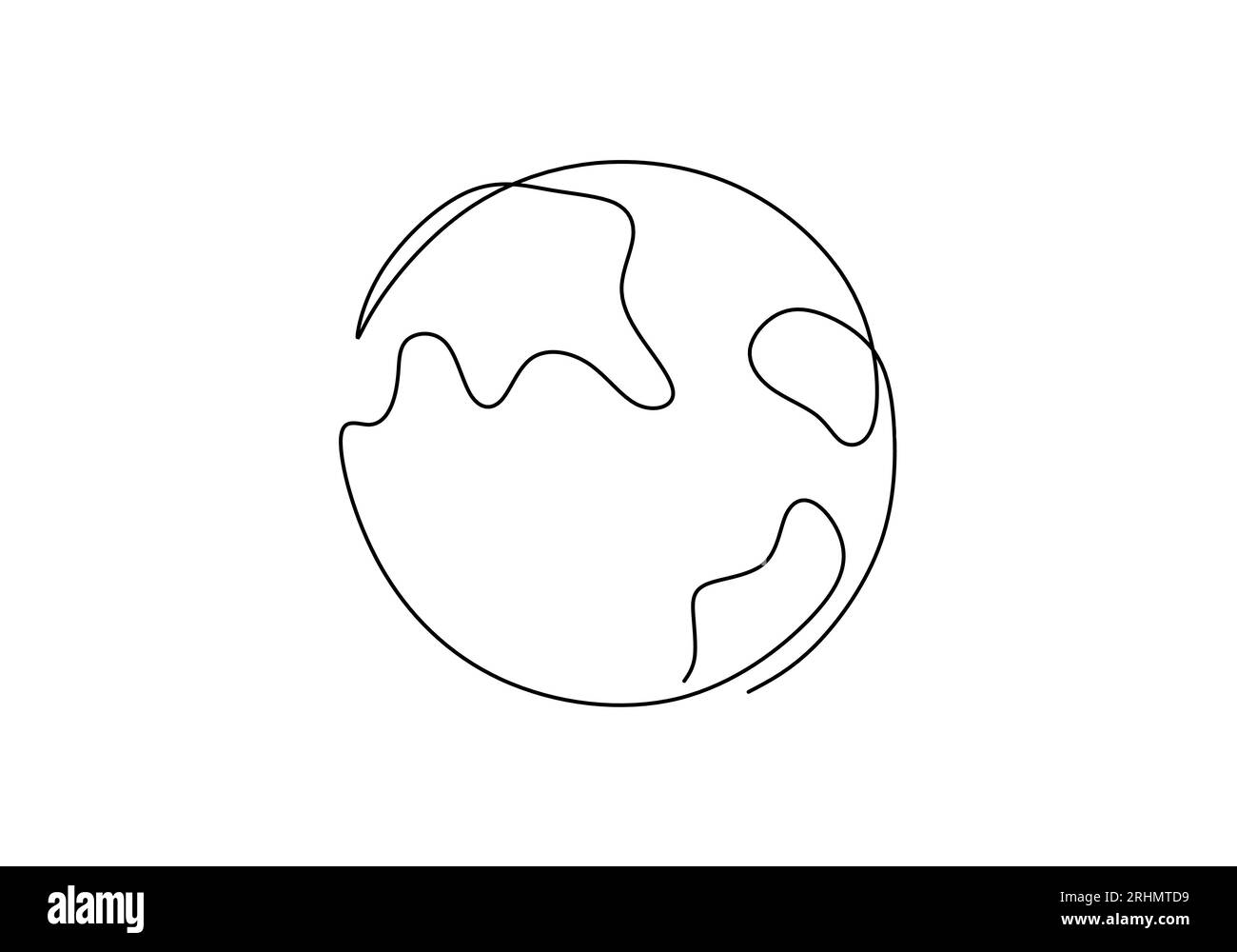 Continuous one single line of globe earth isolated on white background ...