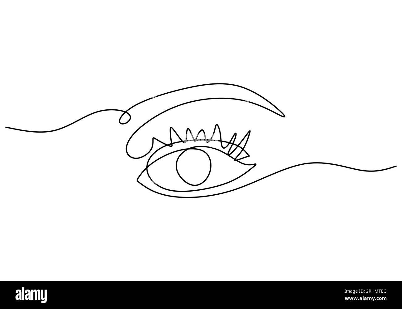 One continuous single line of beautiful woman eye isolated on white ...