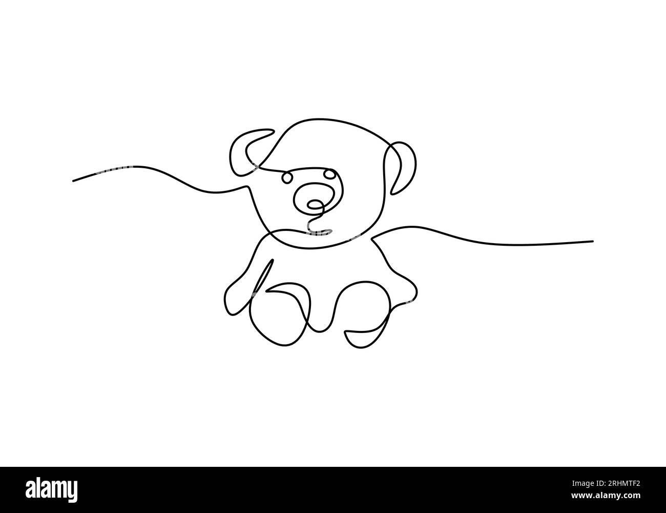 One continuous single line of teddy bear doll isolated on white ...