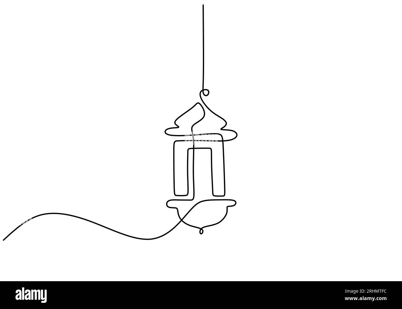 One continuous single line of lantern for ramadhan isolated on white ...
