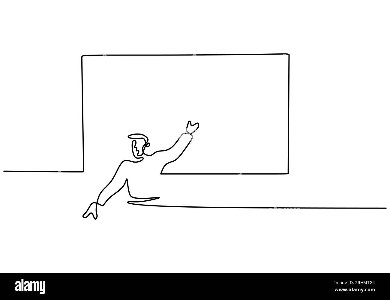 One continuous single line of man presentation or teaching in front ...