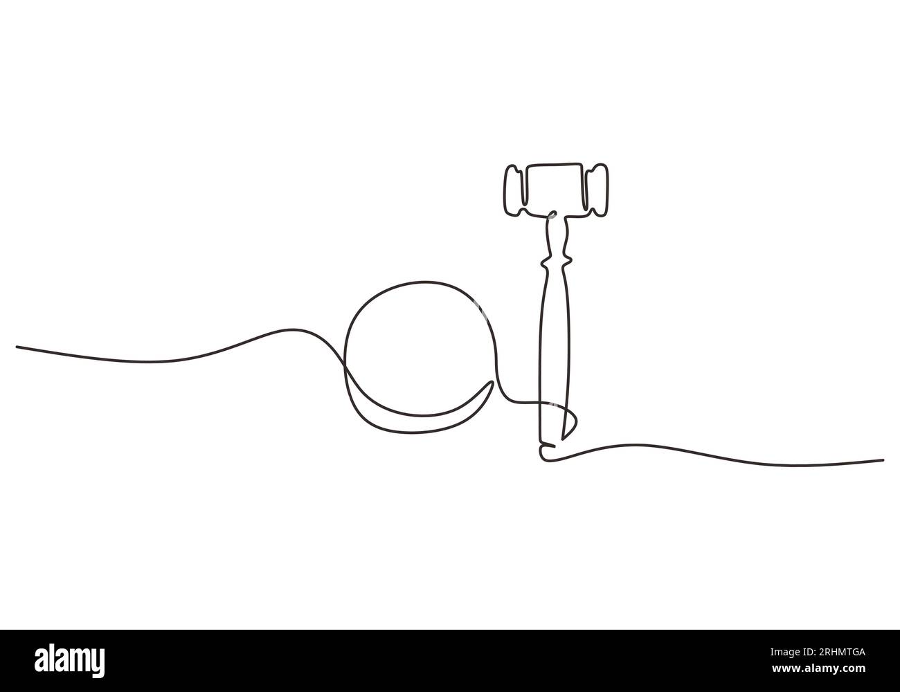 One continuous single line of judge hammer for justice isolated on ...