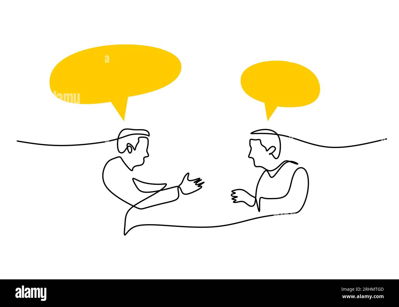 One continuous single line of partner discussion isolated on white ...