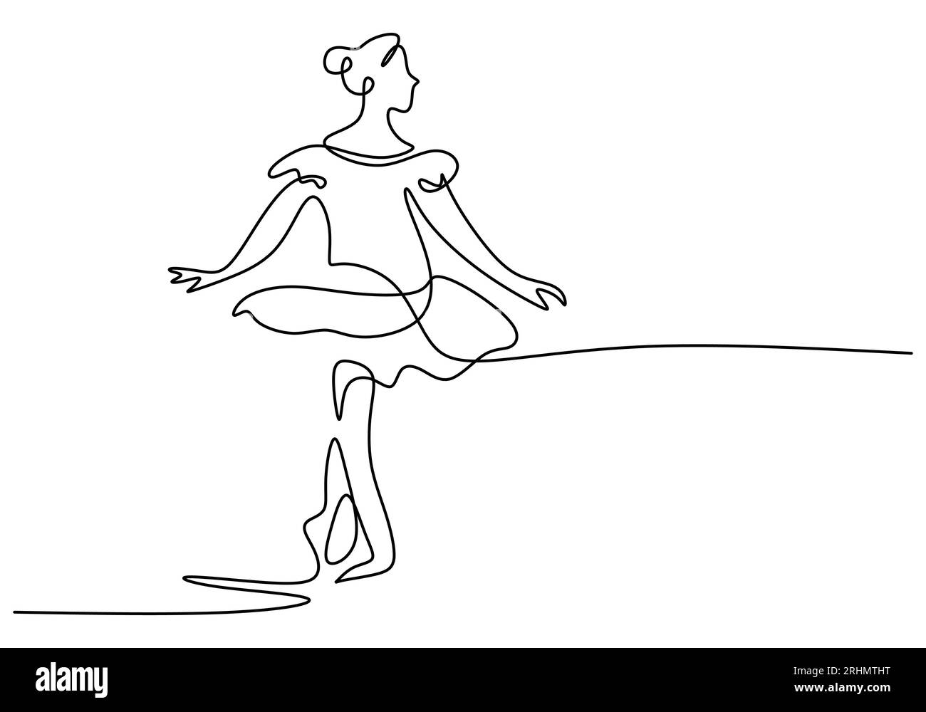 One continuous single line of beautiful woman ballerina isolated on ...
