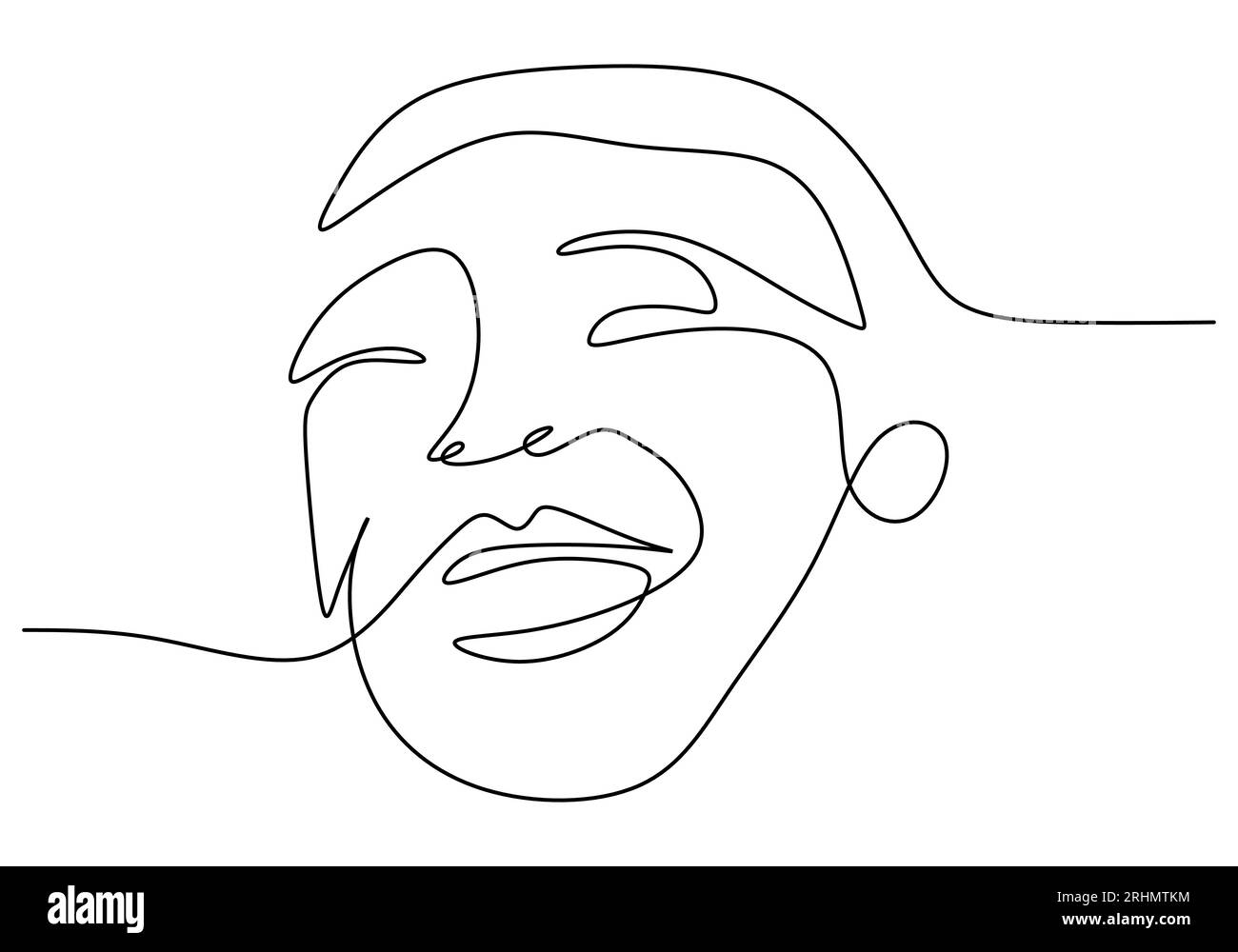 One Continuous Single Line Of Abstract Woman Face Isolated On White Background Stock Vector