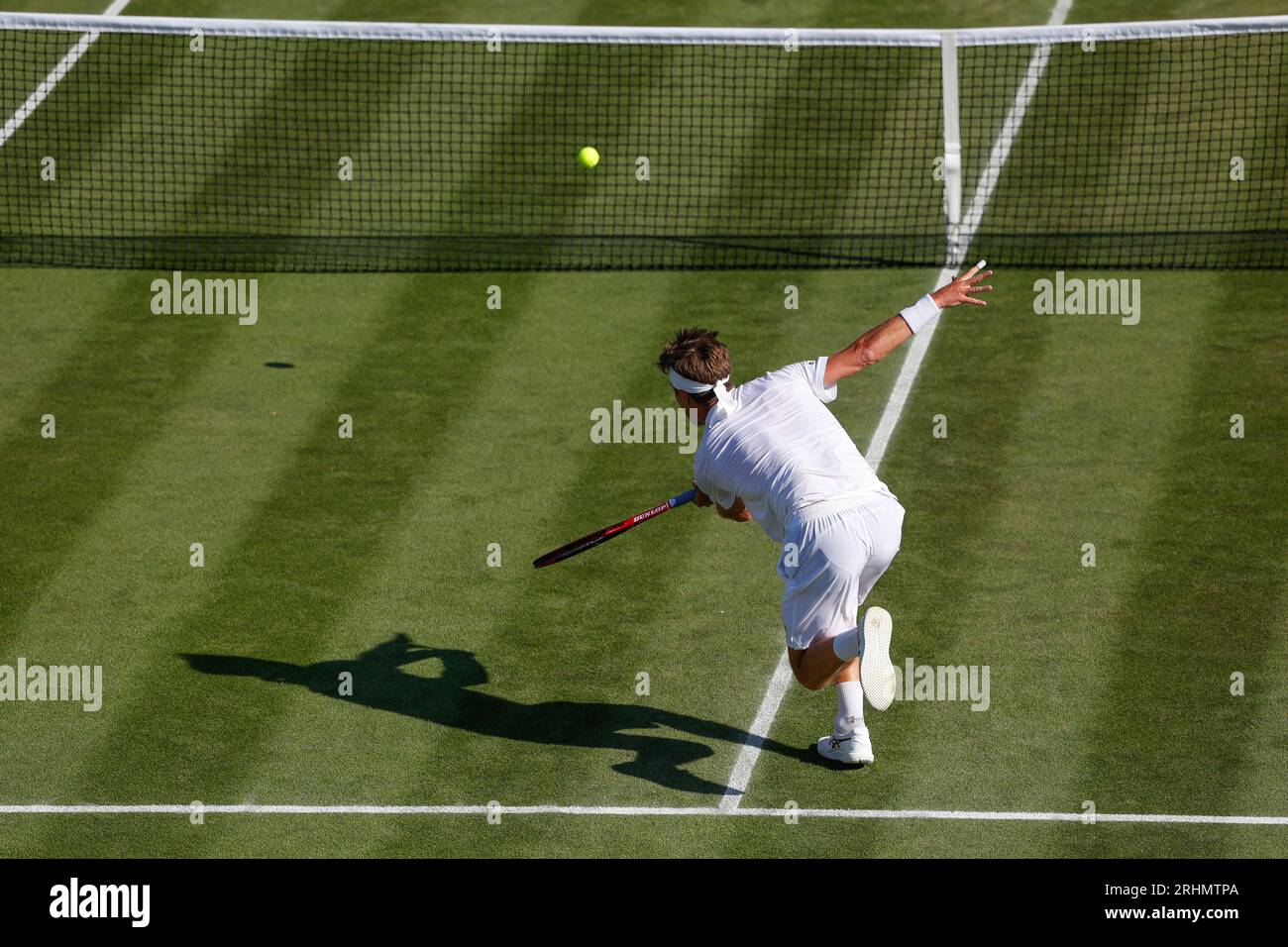 Tennis player Liam Broady (GBR) in action at the 2023 Wimbledon ...