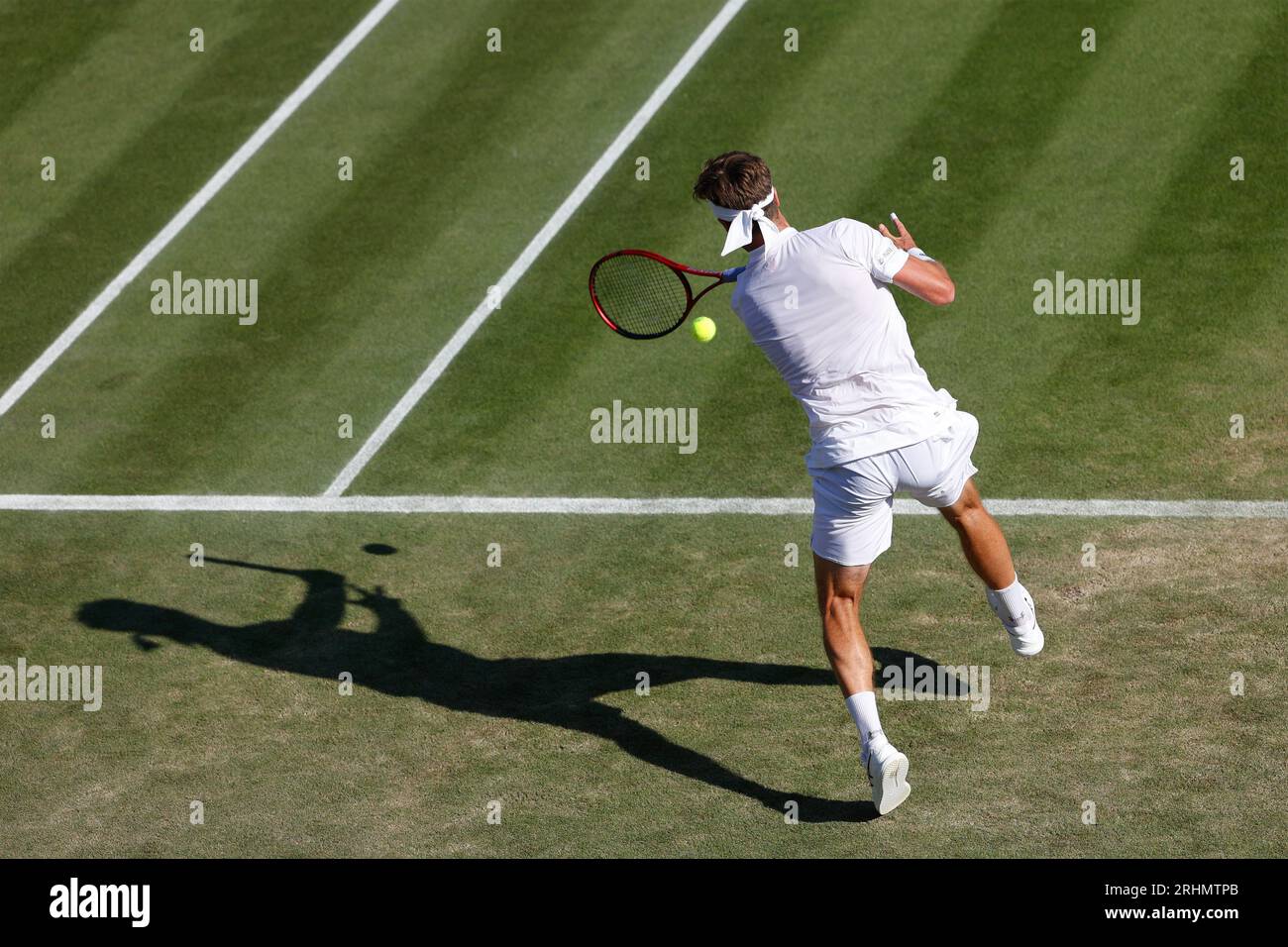 Tennis player Liam Broady (GBR) in action at the 2023 Wimbledon ...