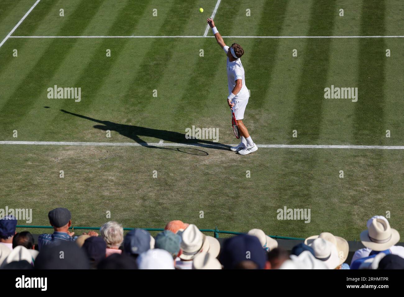 Tennis player Liam Broady (GBR) in action at the 2023 Wimbledon ...