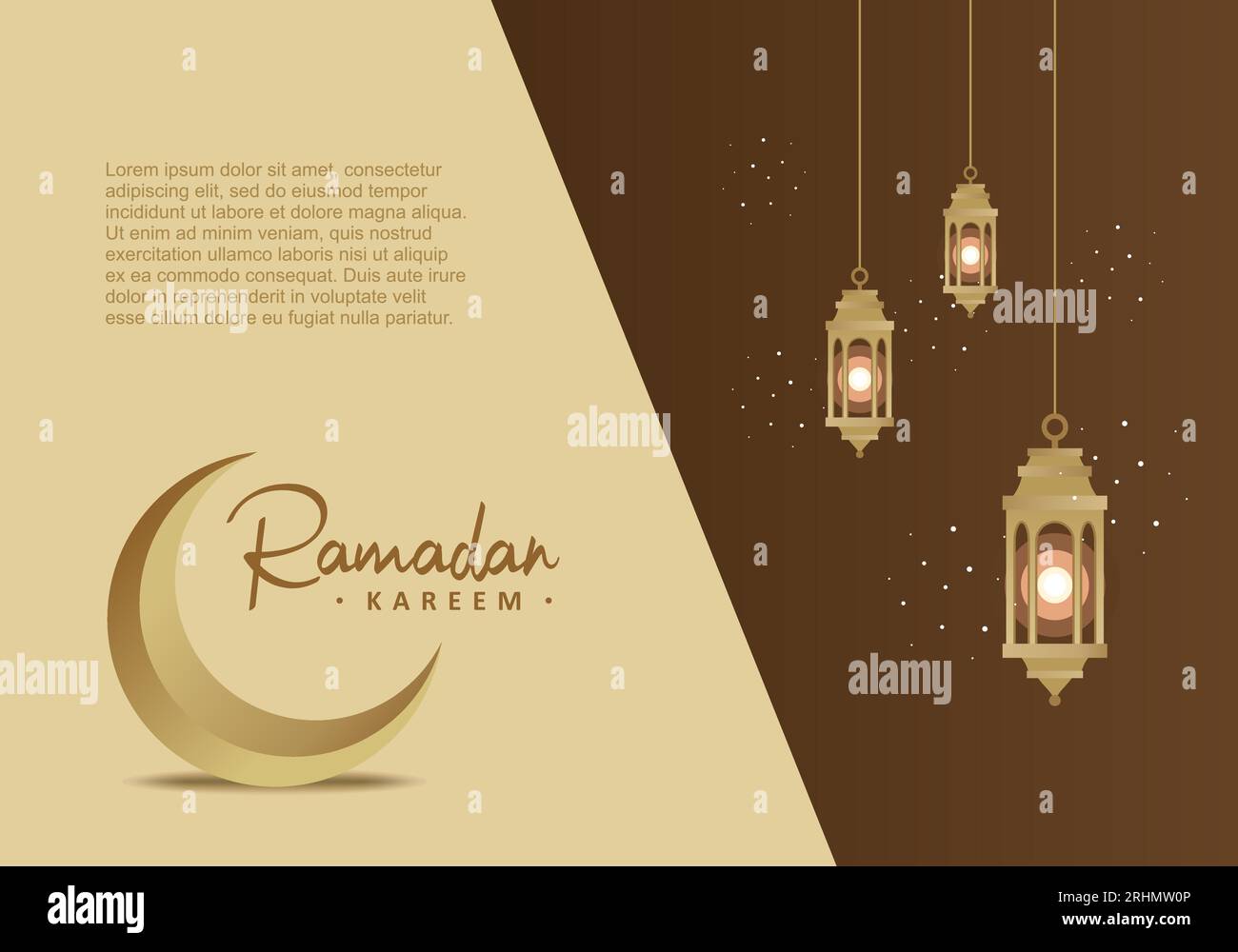 Ramadan kareem background banner poster with moon and hanging lanterns ...