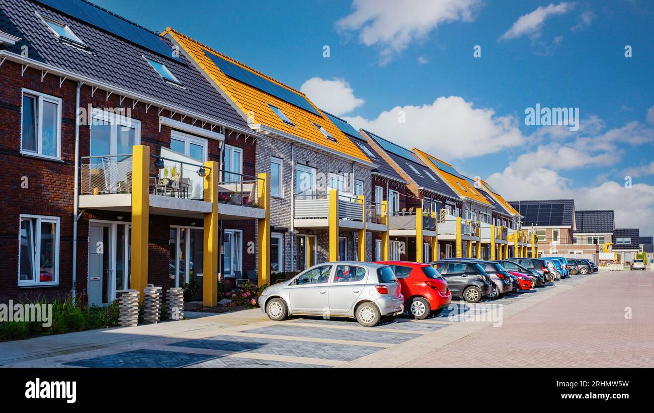 Dutch Suburban area with modern family houses, Modern Street with ...