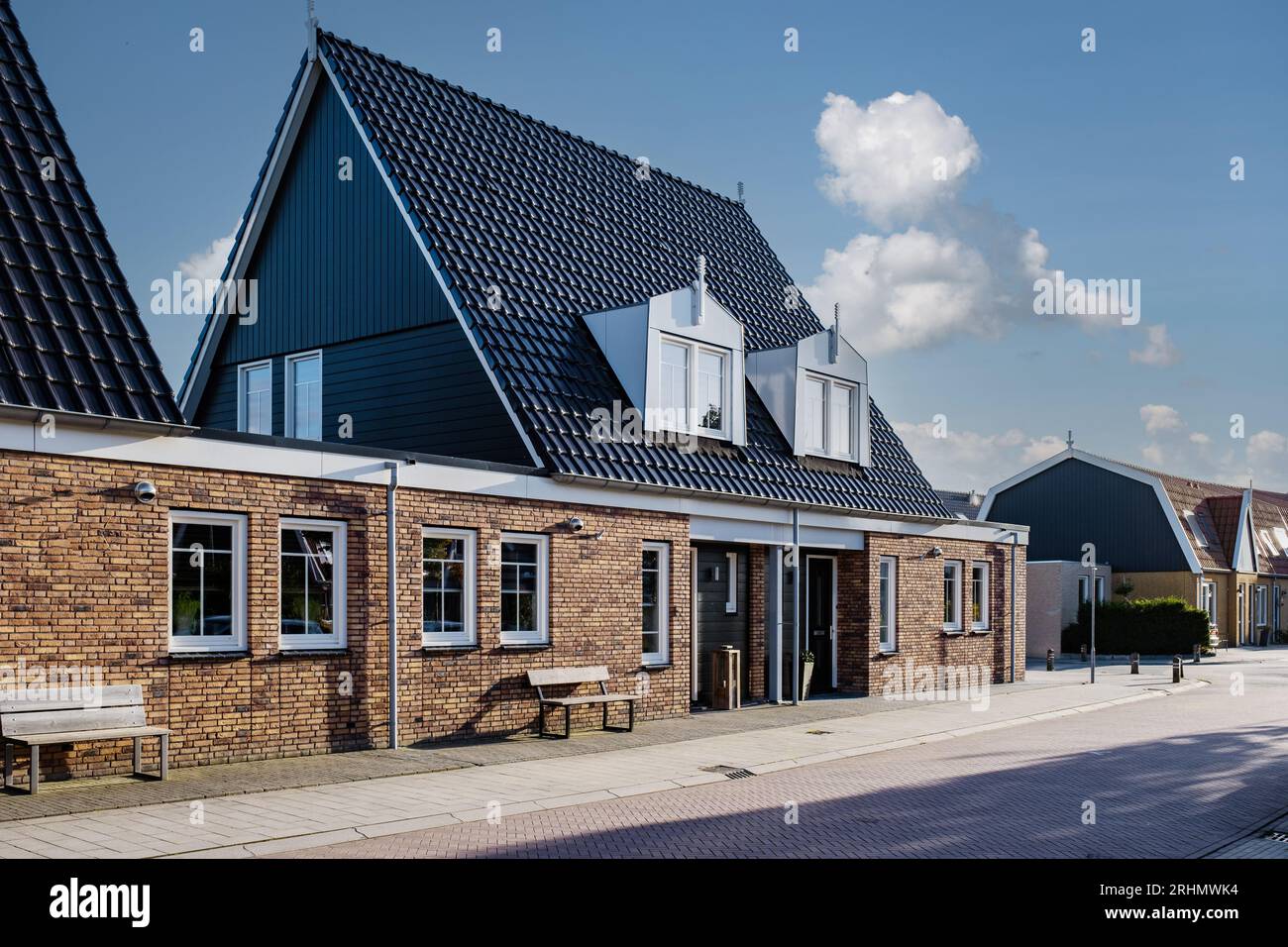 Dutch Suburban area with modern family houses, newly built modern ...