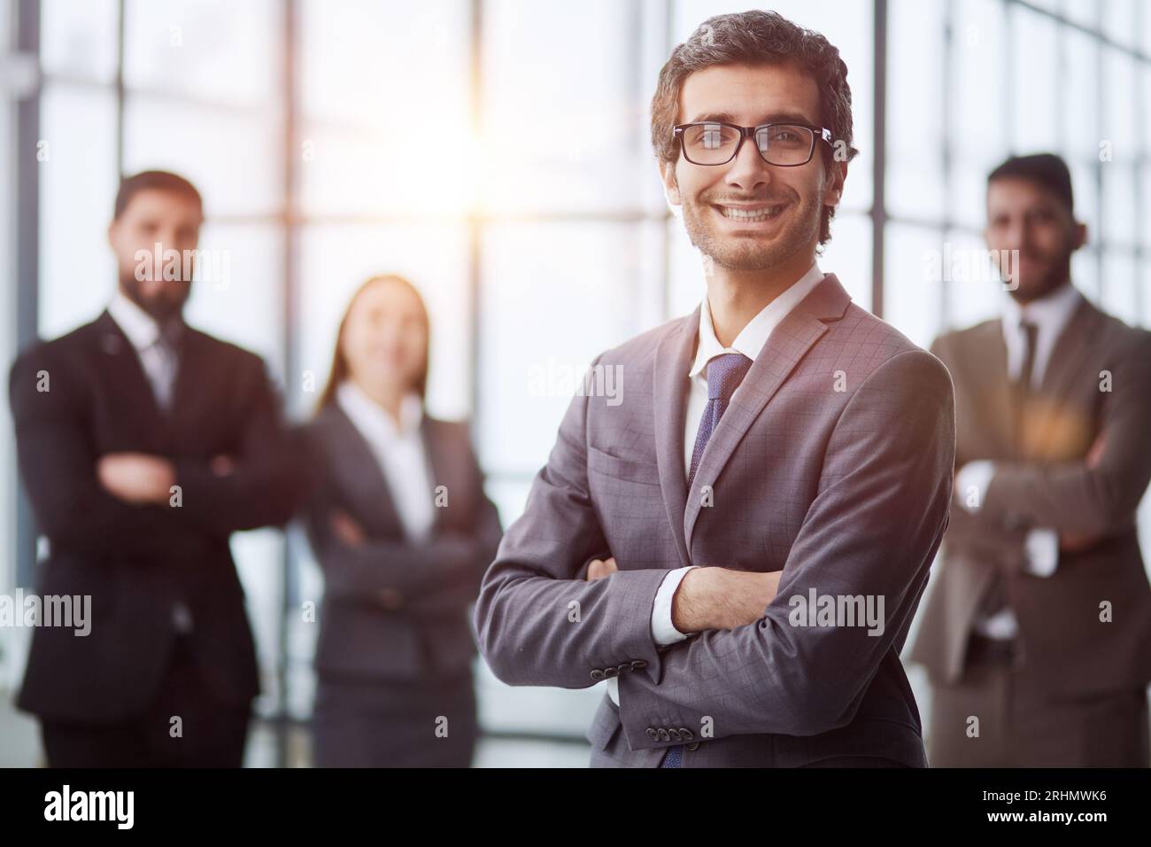 Head shot portrait diverse employees standing in office, posing for ...