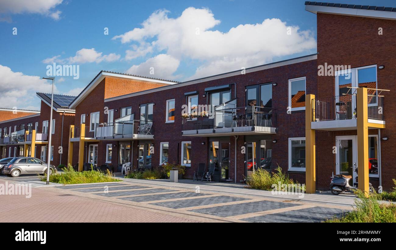 Dutch Suburban area with modern family houses, newly built modern ...