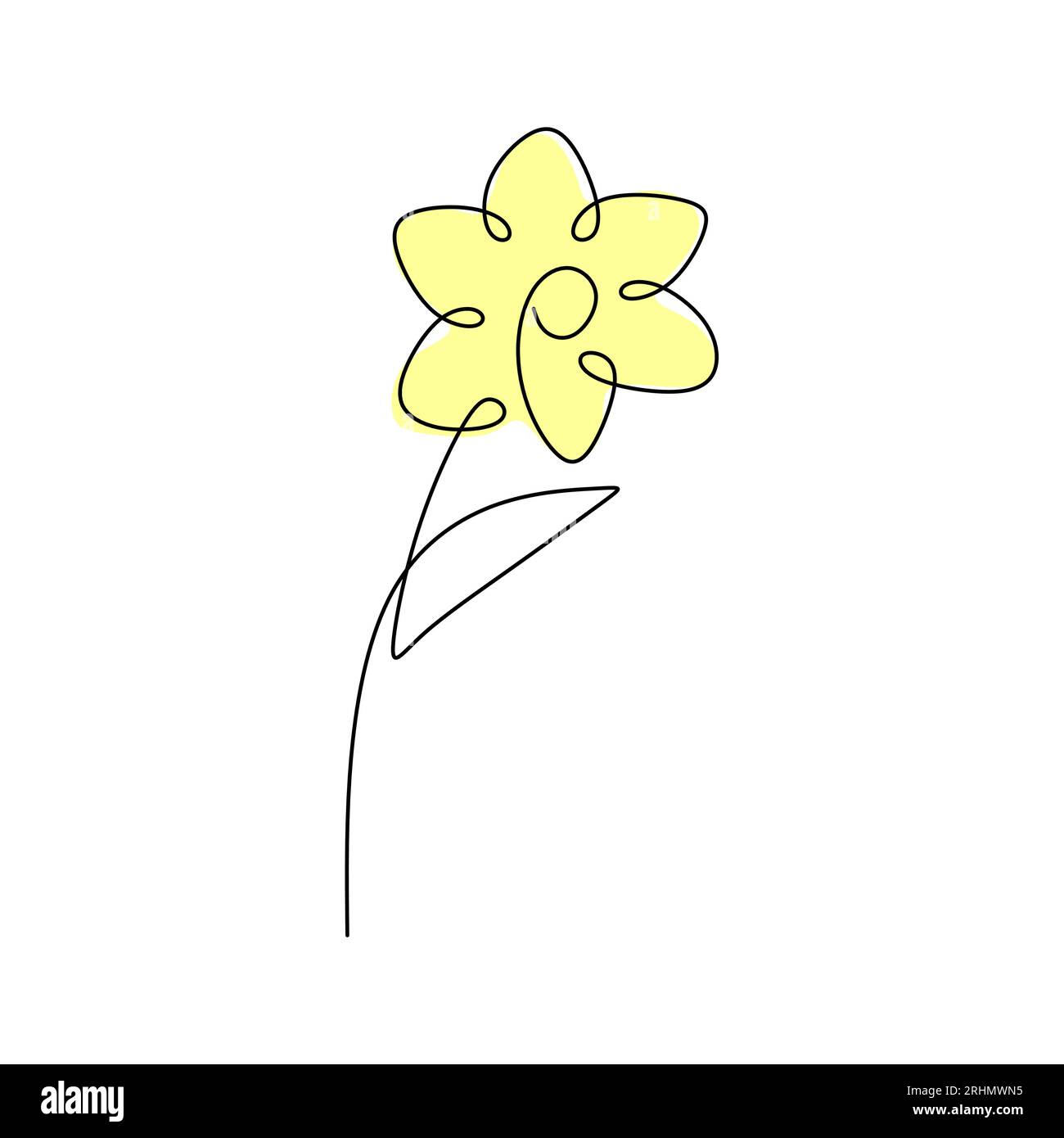 One continuous single line of Daffodil spring flower with yellow color ...