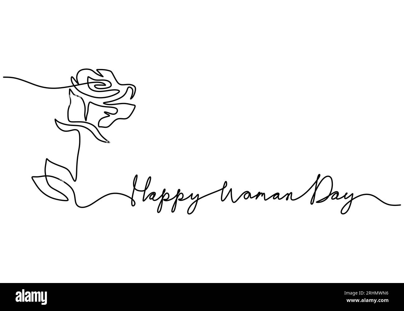 One continuous single line of happy woman day with rose isolated on ...
