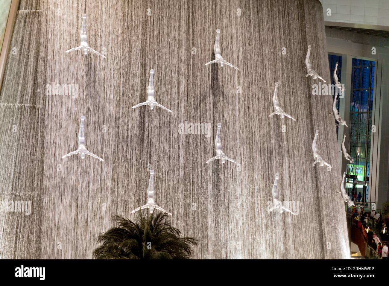 United Arab Emirates, Dubai, the diving waterfall in the mall of the ...