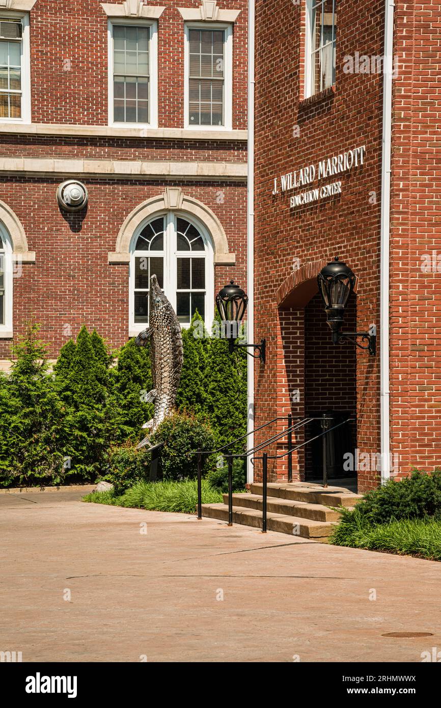 J. Willard Marriott Education Center Entrance and Sturgeon Sculpture ...