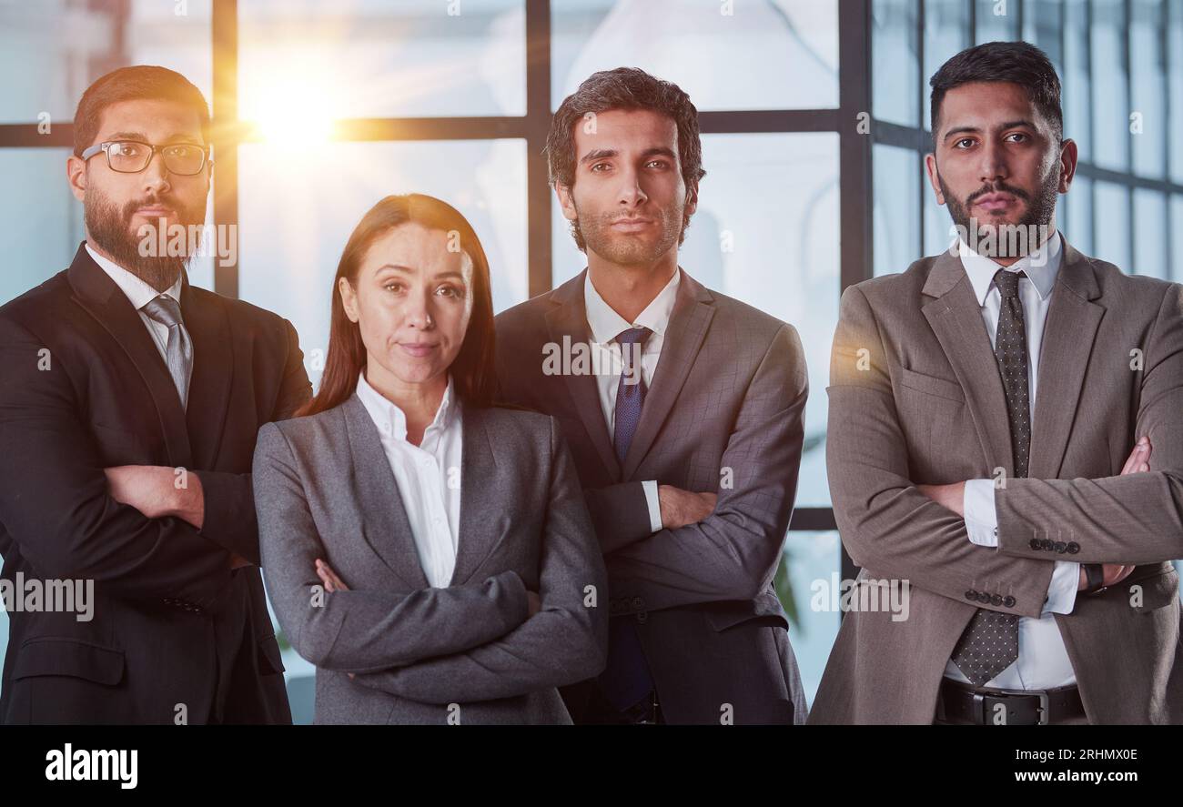 leader manager with office workers team, teamwork concept Stock Photo ...