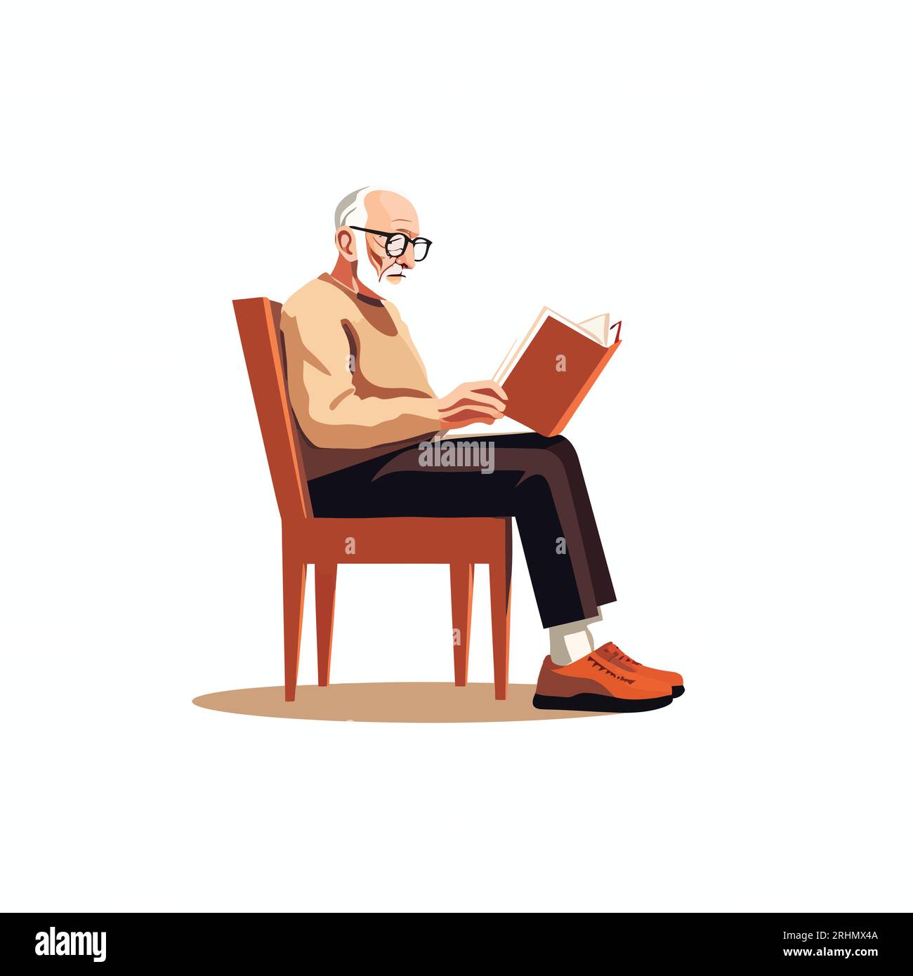 Elderly Man Reading Book Stock Vector Images Alamy