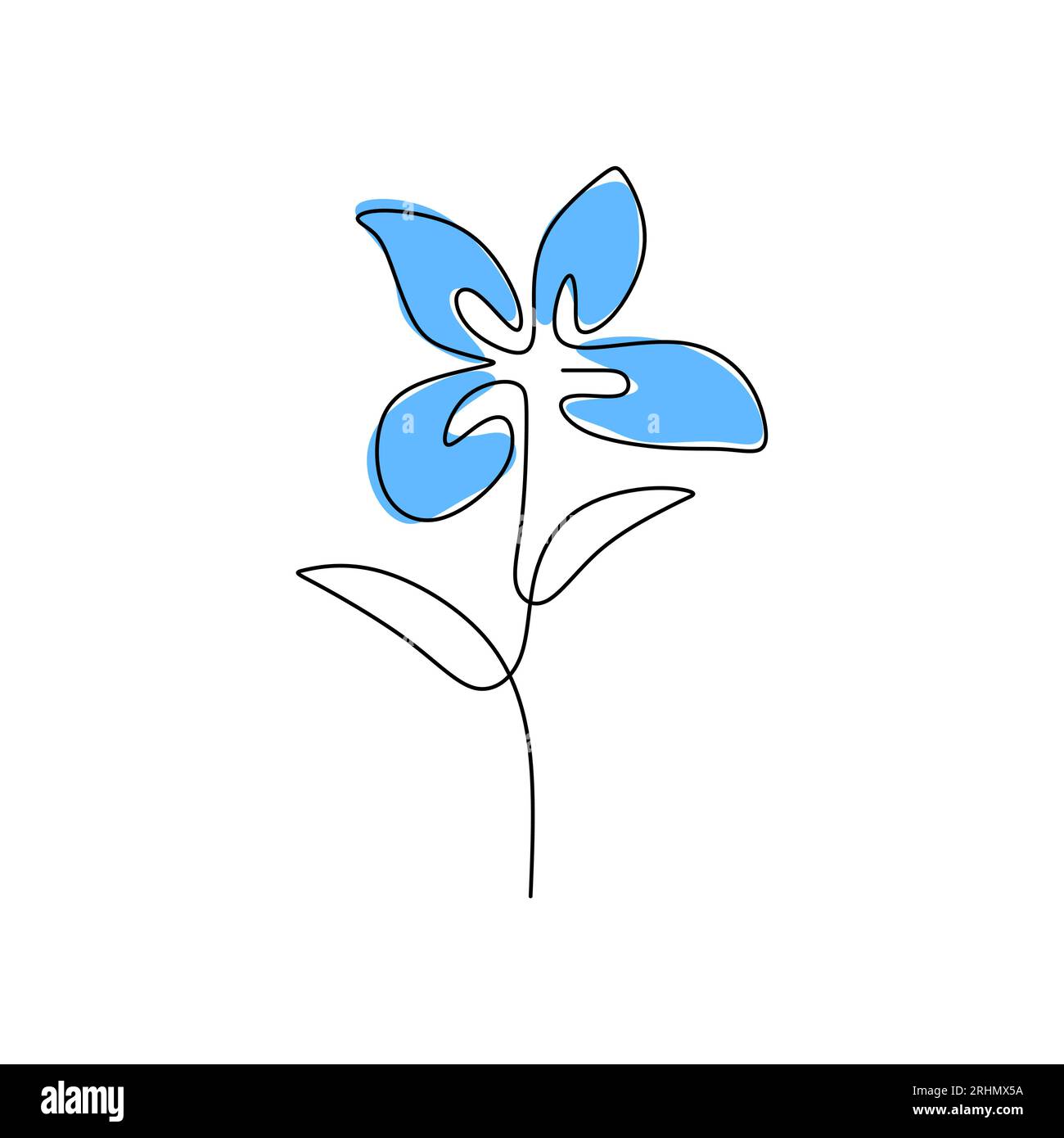 One continuous single line of Iris spring flower with blue color ...