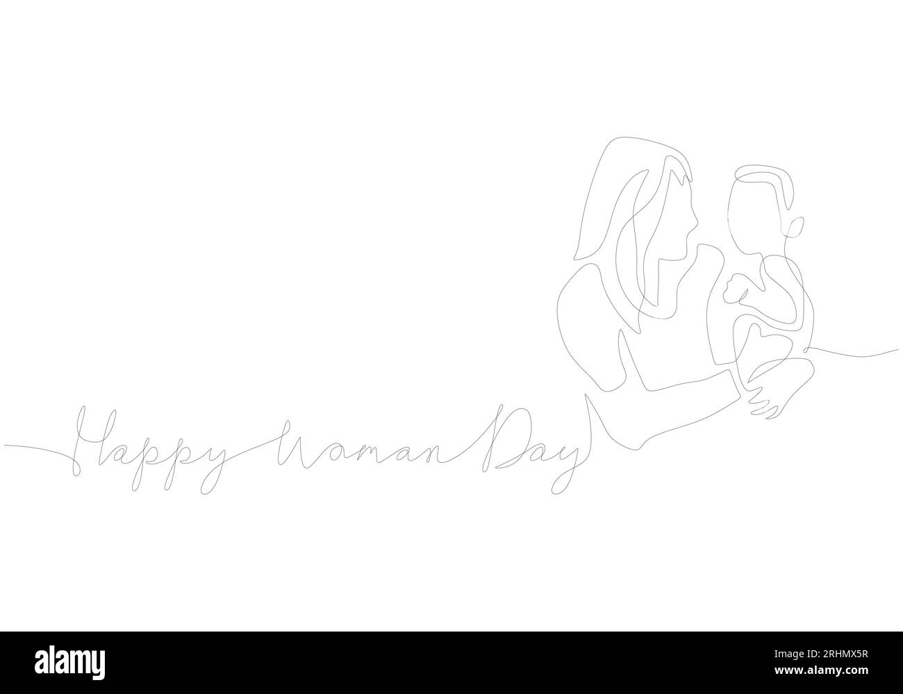 One continuous single line of happy woman day isolated on white ...
