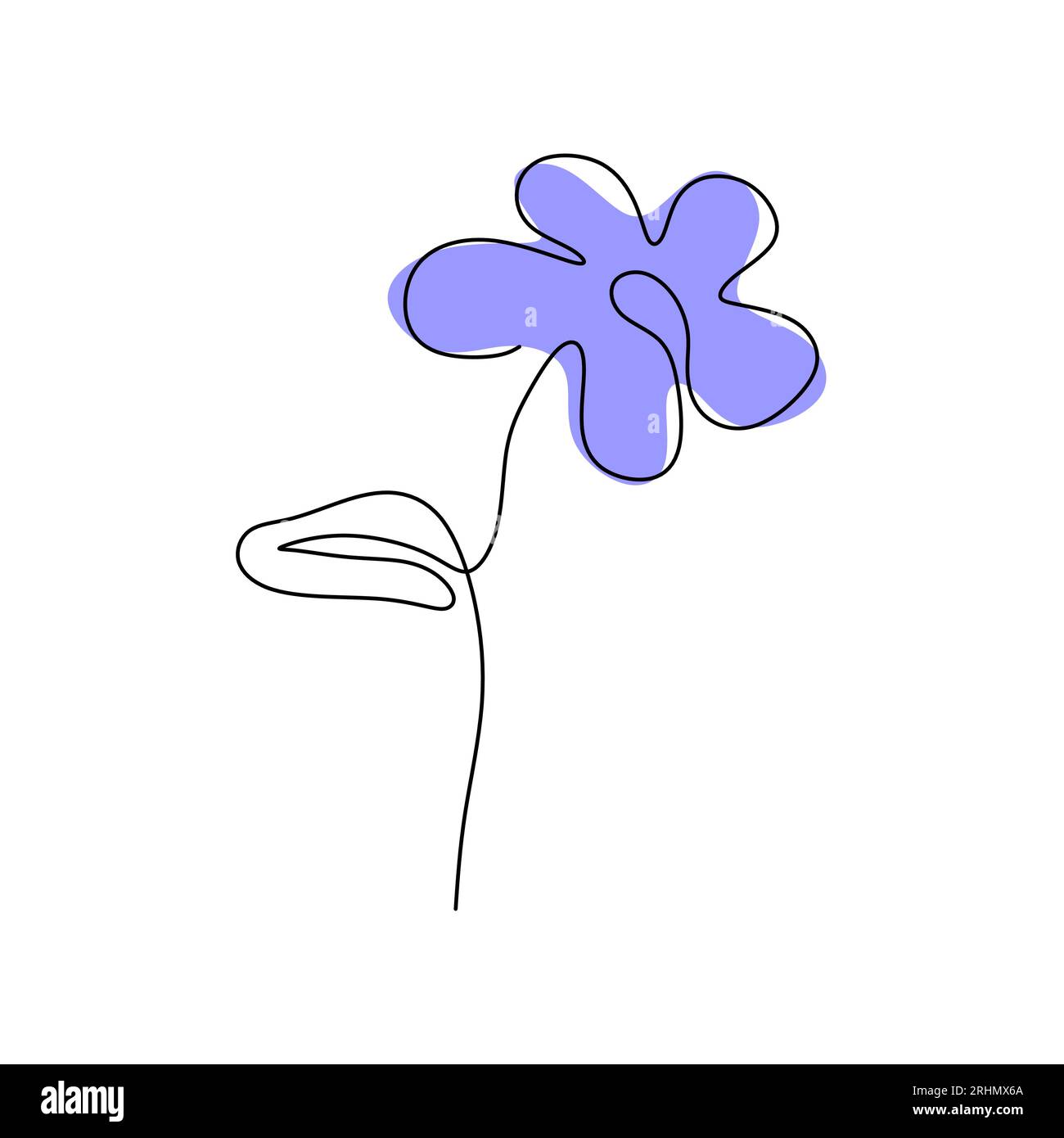 One continuous single line of Lenten Rose spring flower with blue color ...
