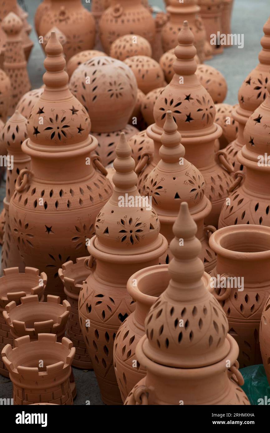 United Arab Emirates, Abu Dhabi, terracotta pots on sale in the Iranian ...
