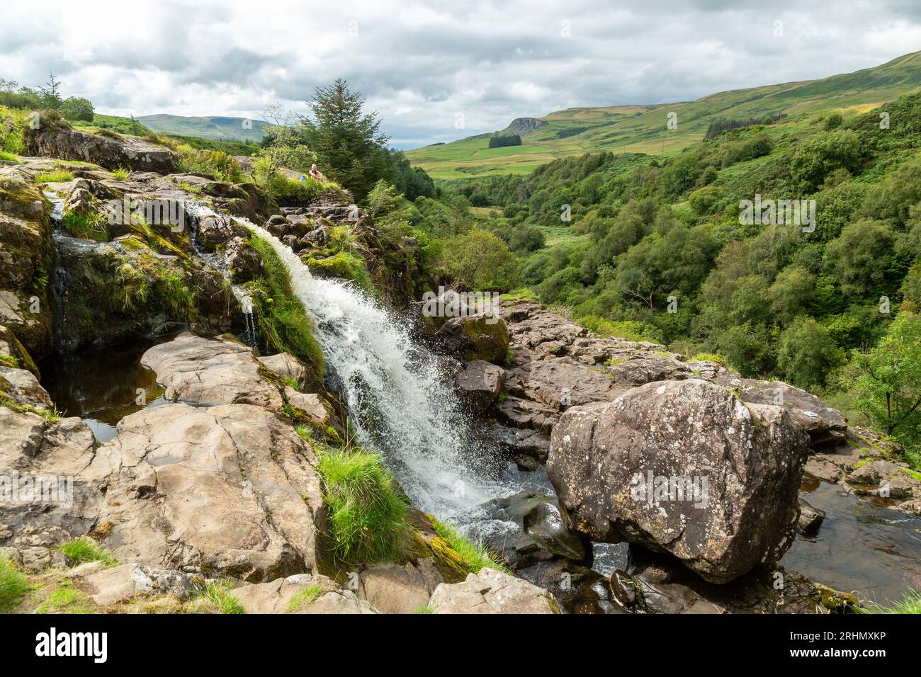 The River Endrick at Loup of Fintry waterfalls near Fintry, Scotland ...