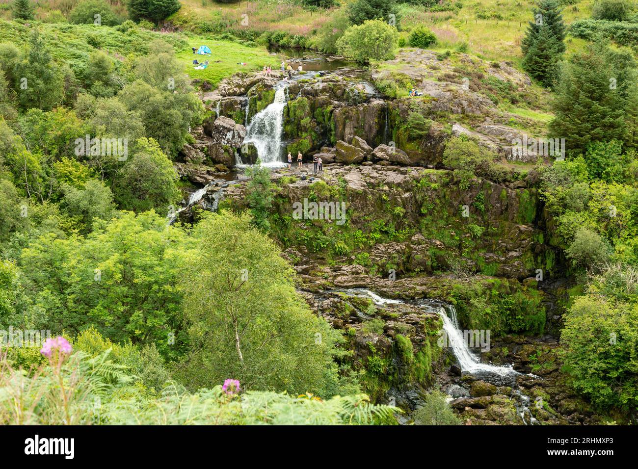 The River Endrick at Loup of Fintry waterfalls near Fintry, Scotland ...
