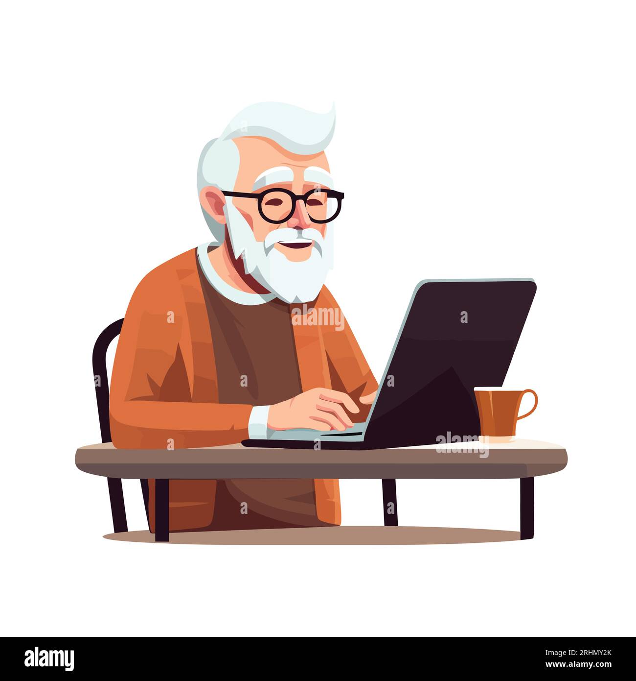 Elderly man computer Stock Vector Images - Alamy