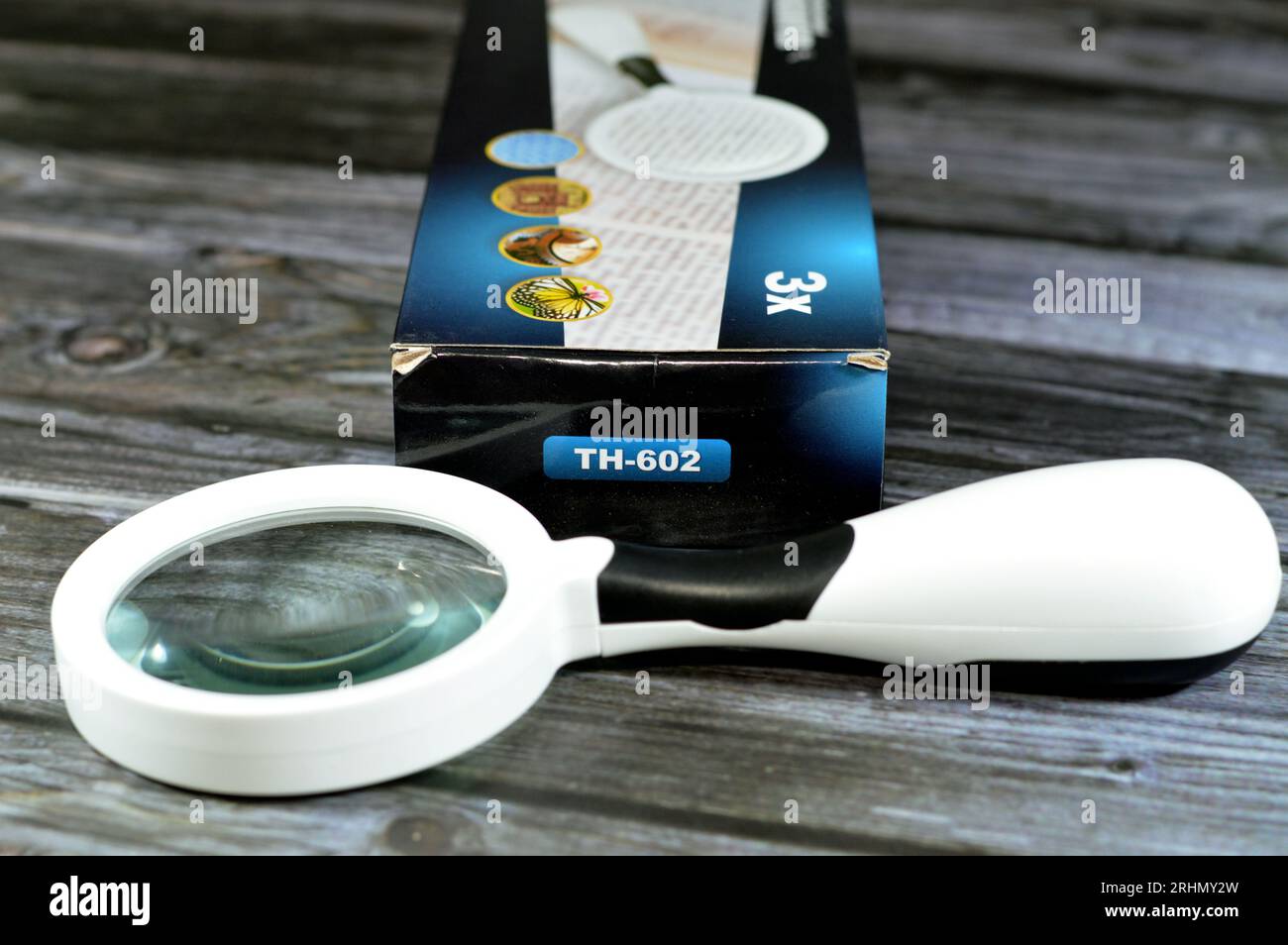 Giza, Egypt, August 12 2023: YIWU Lens NO: 7.5 cm TH 602 3X Magnifying ...