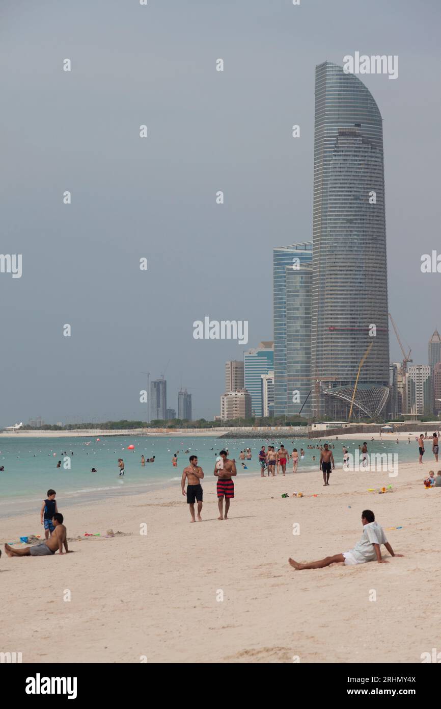 United Arab Emirates, Abu Dhabi, the corniche beach park and city ...