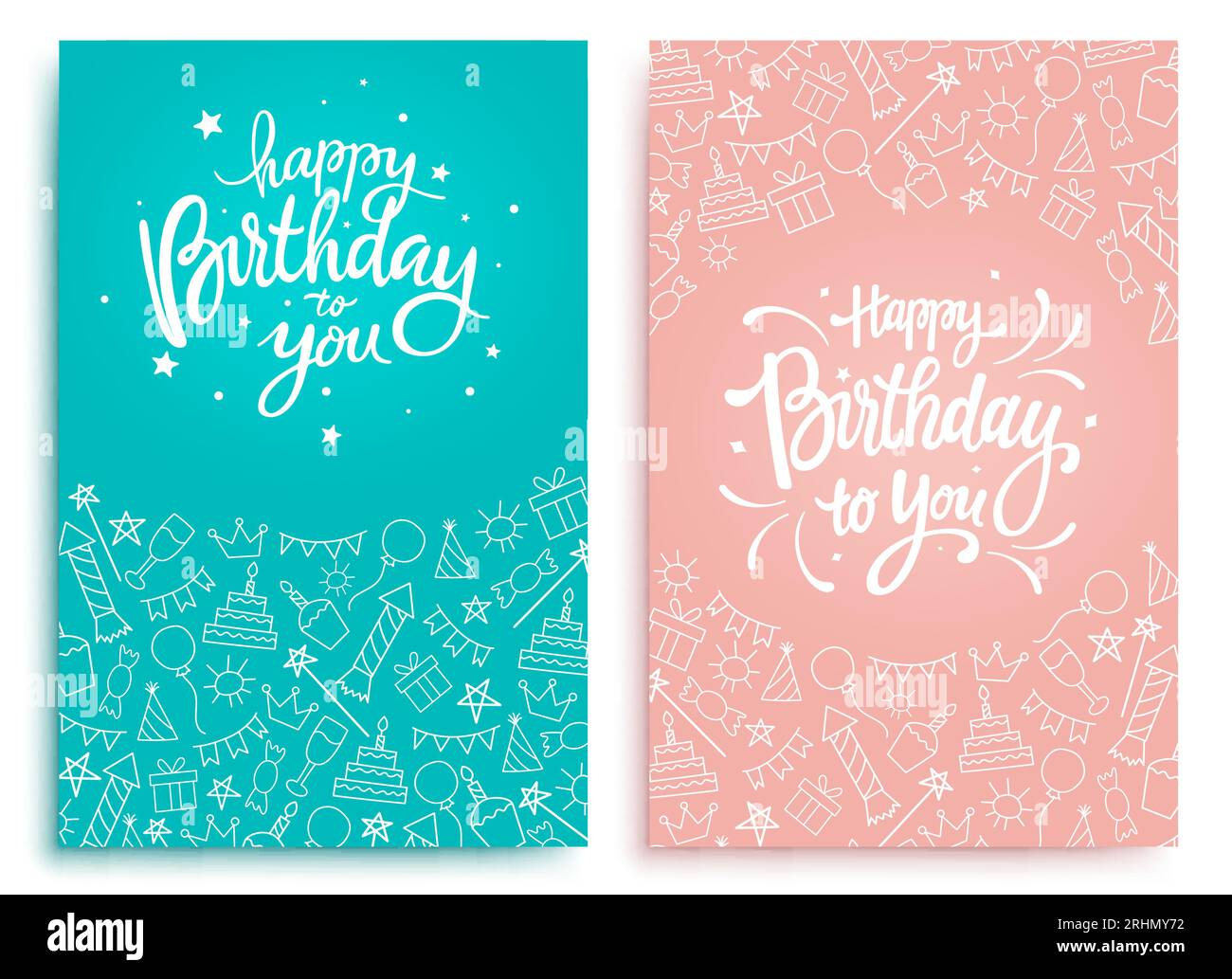 Happy birthday text vector poster set design. Birthday lettering, font ...