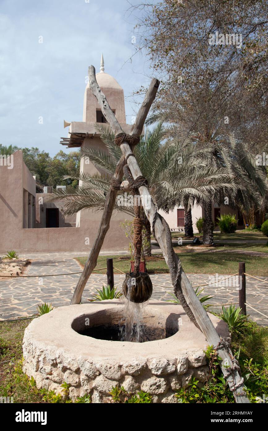 United Arab Emirates, Abu Dhabi, Heritage Village, water well, mosque ...