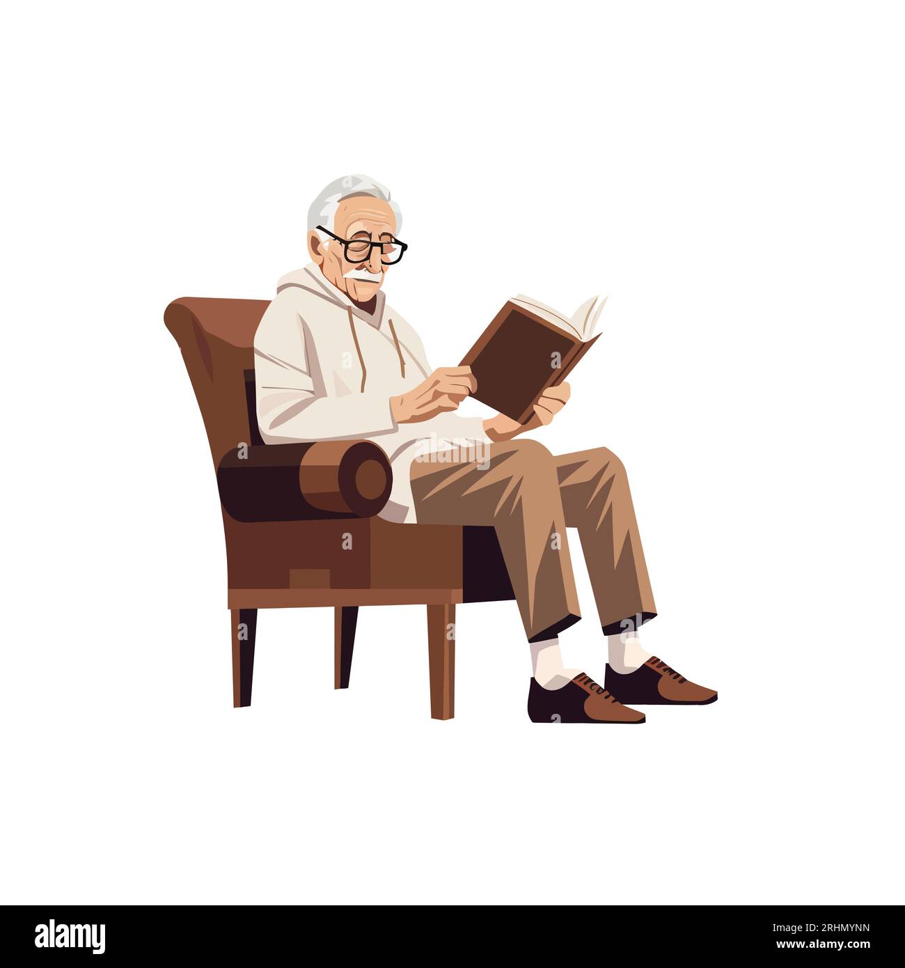 Elderly Man Reading Book Stock Vector Images Alamy