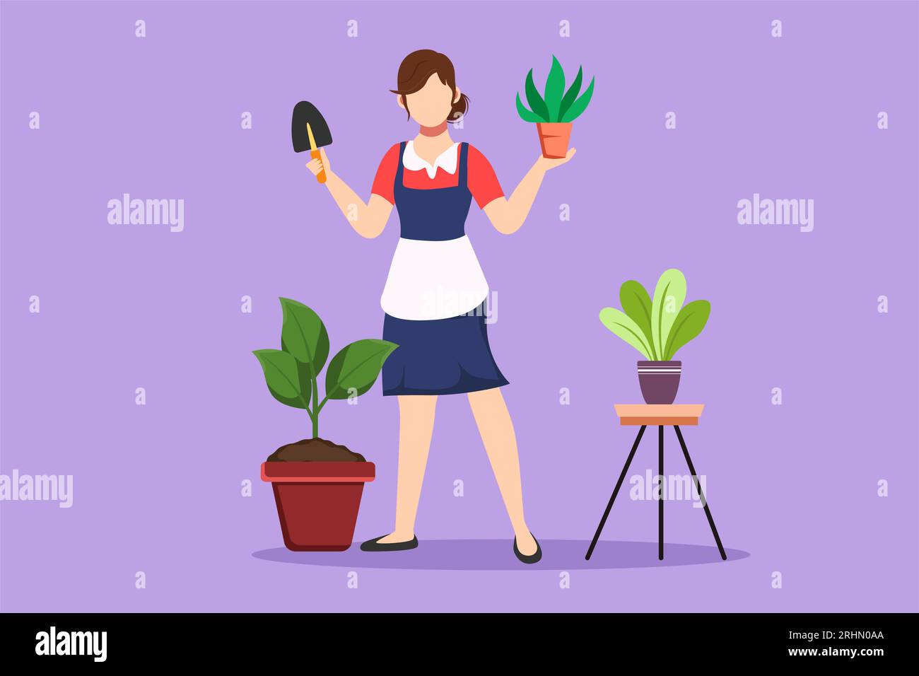 Character flat drawing of beautiful woman gardener, florist working in ...