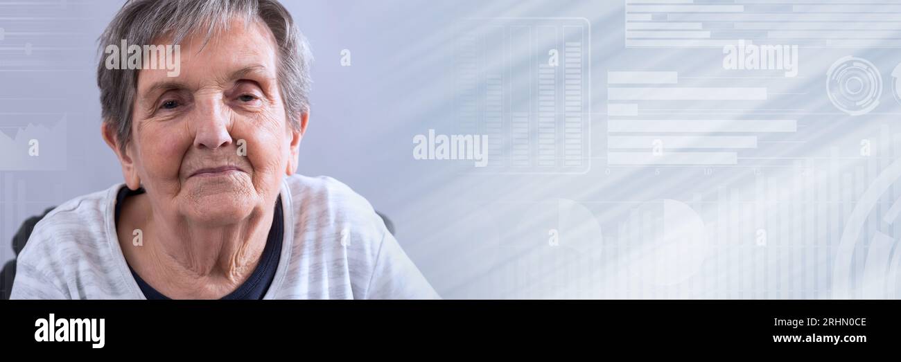 Senior woman portrait; panoramic banner Stock Photo - Alamy