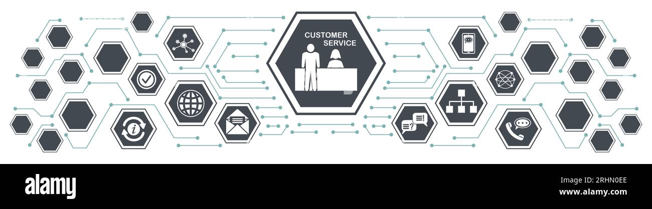 Concept of customer service with connected icons Stock Photo - Alamy