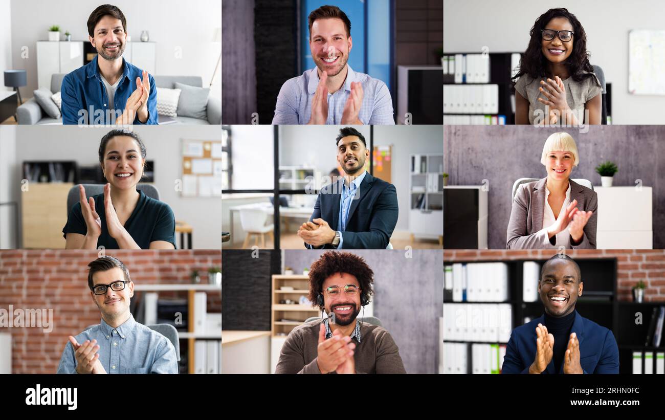 Video Conferencing Call Clapping Hands In Virtual Event Stock Photo - Alamy