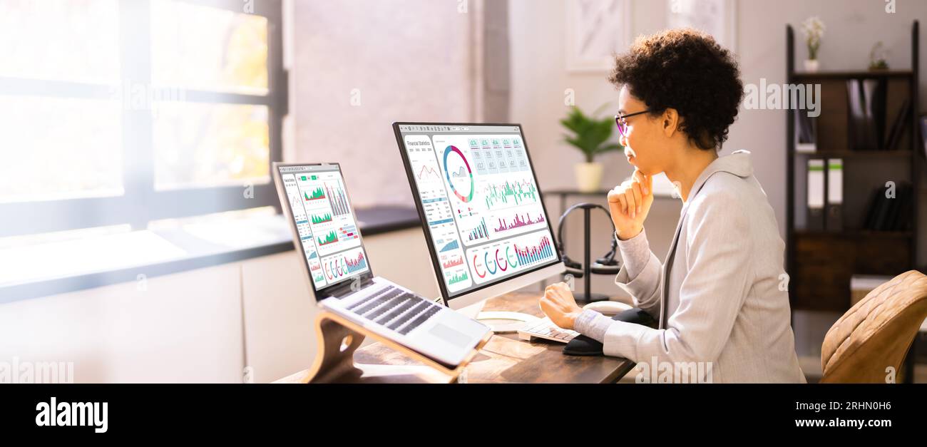 Financial Business Analytics Data Dashboard. Analyst Woman Stock Photo ...