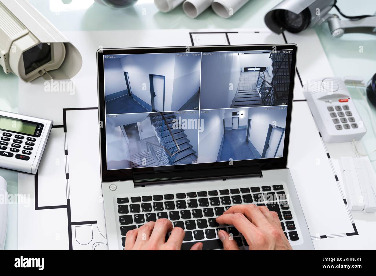 Person Monitoring Smart House On Digital Tablet Stock Photo - Alamy