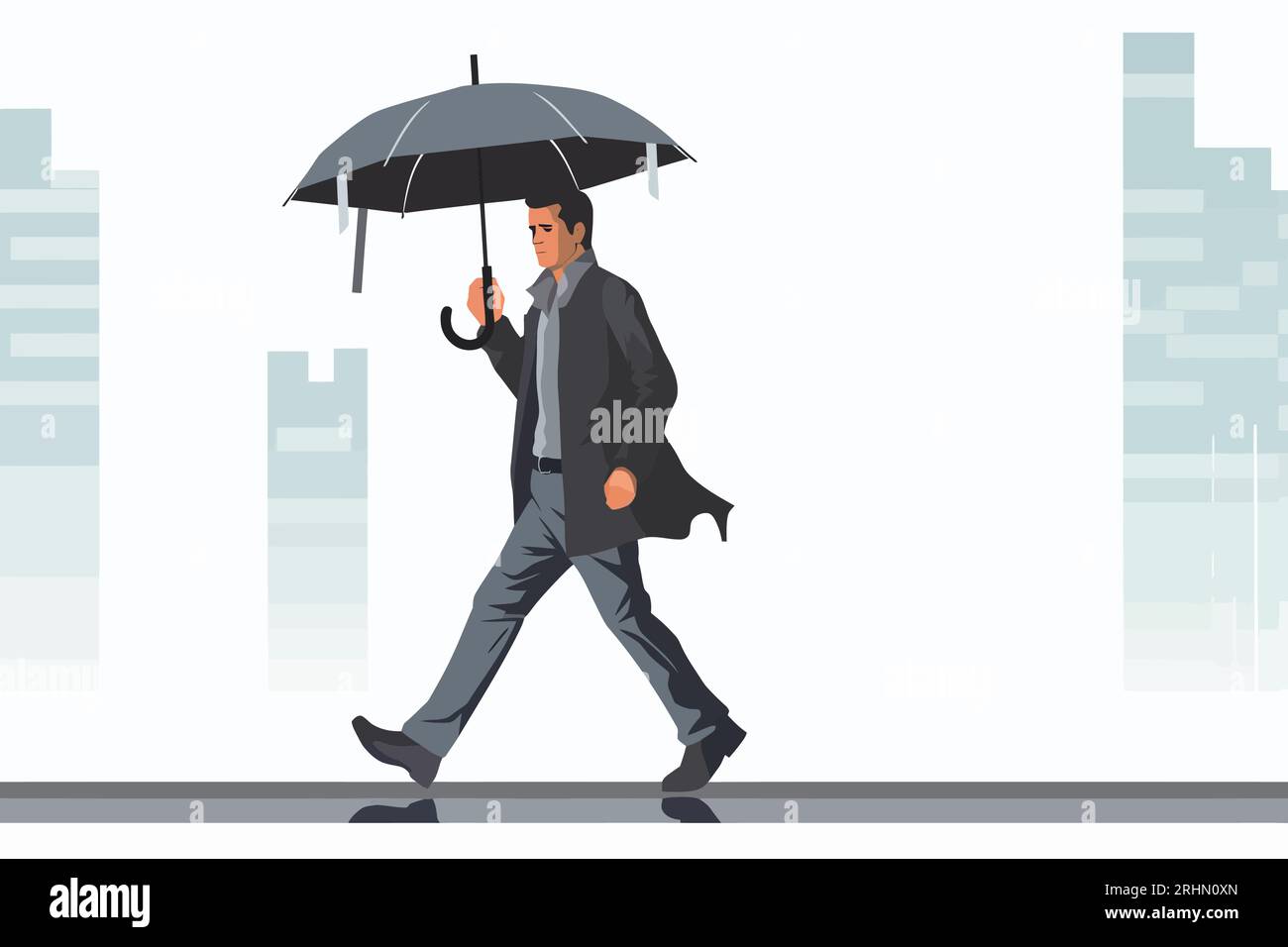Boy walking in rain Stock Vector Images - Alamy